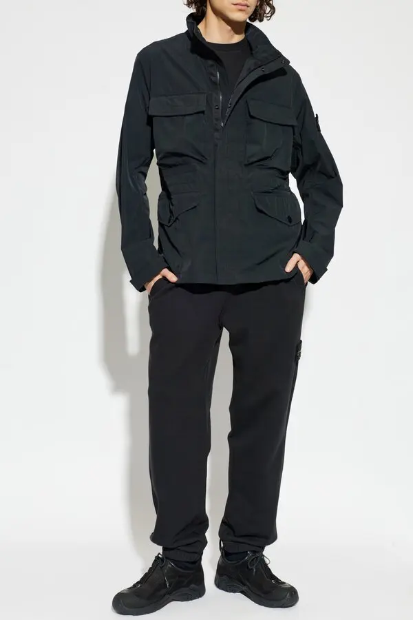 Stone Island Lightweight Jacket With Stand-up Collar - Black