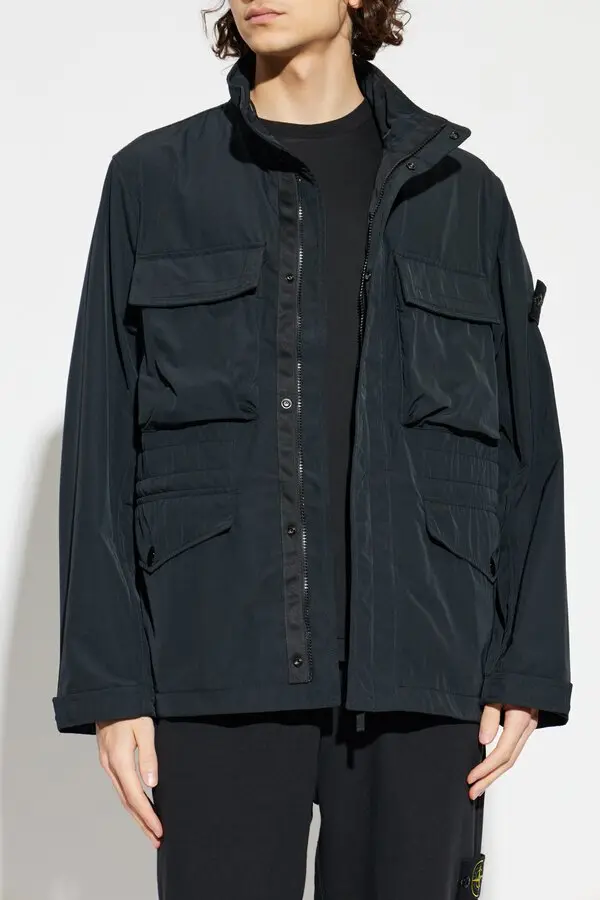 Stone Island Lightweight Jacket With Stand-up Collar - Black