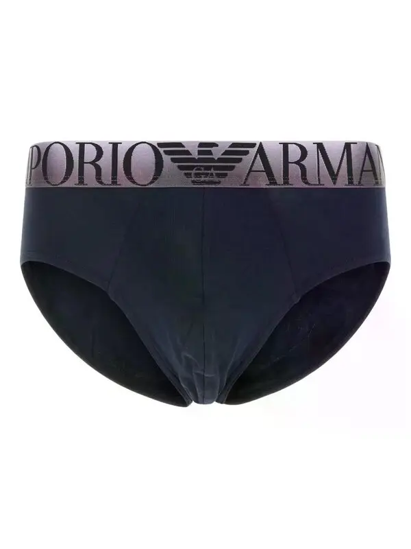 Emporio Armani Logo-print Briefs - Blue