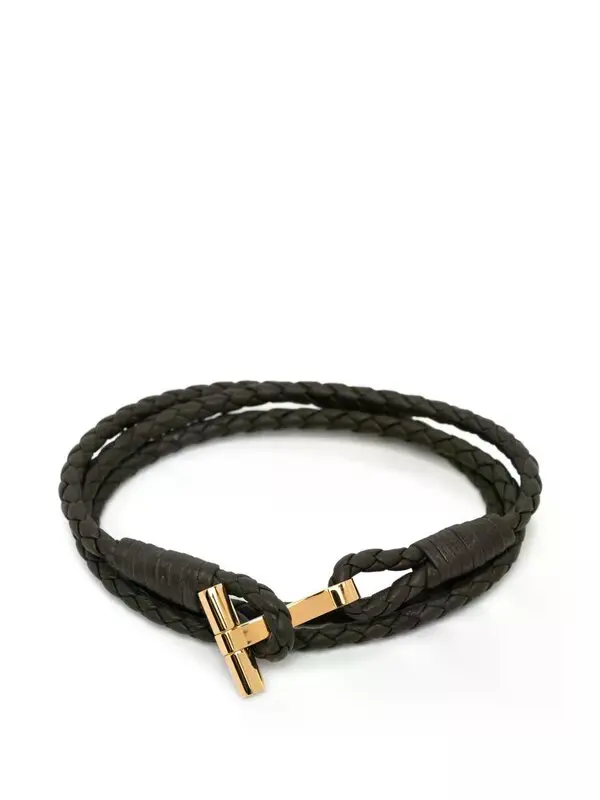 TOM FORD T-bar Braided Bracelet - Brown