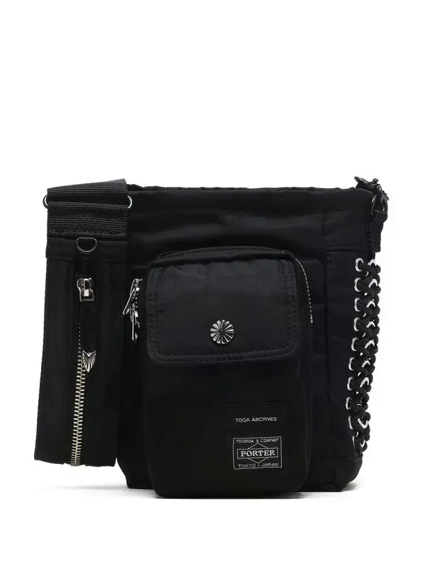 Toga Appliqué-detail Messenger Bag - Black