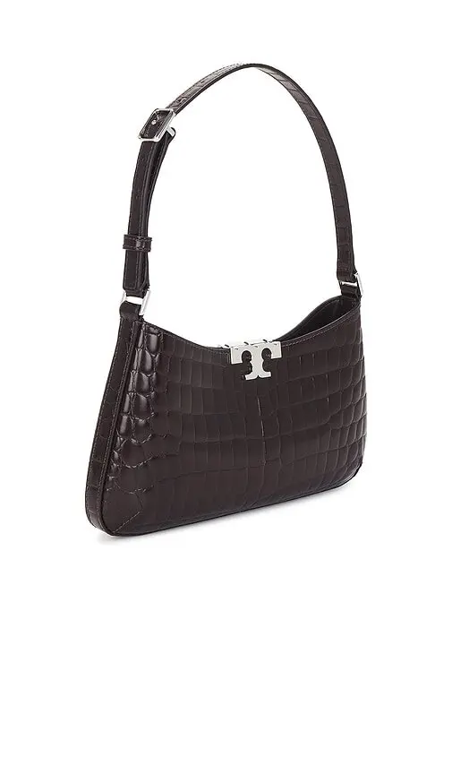Tory Burch Eleanor Croc Embossed Slim Shoulder Bag - Wine
