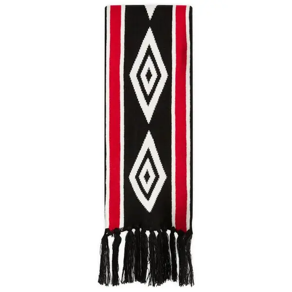 UMBRO Diamond Intarsia Knit Scarf - Black/chili Pepper/white