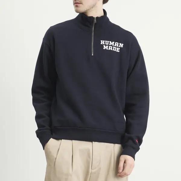 HUMAN MADE Half-zip Fleece Sweatshirt - Navy