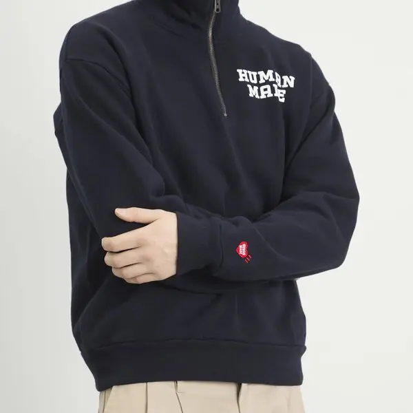 HUMAN MADE Half-zip Fleece Sweatshirt - Navy