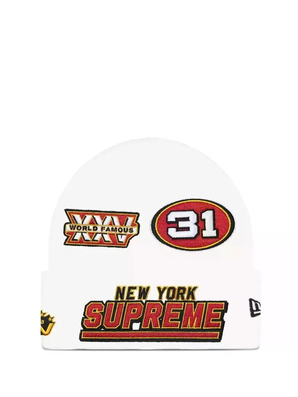 Supreme X New Era Appliquéd Football Beanie - White