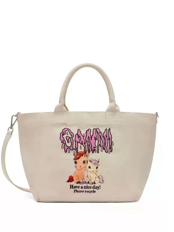 GANNI Printed Tote Bag