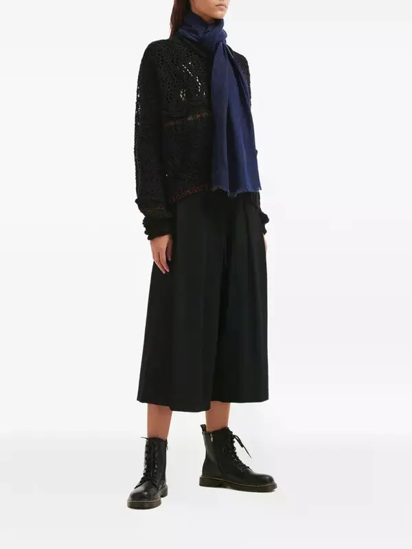 Y’s Frayed Check Scarf