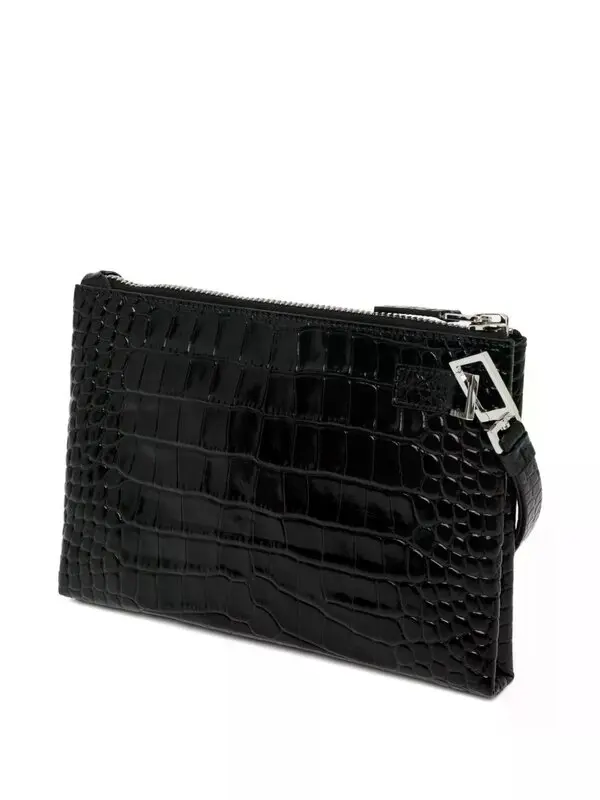 TOM FORD Crocodile-effect Zip Clutch - Black