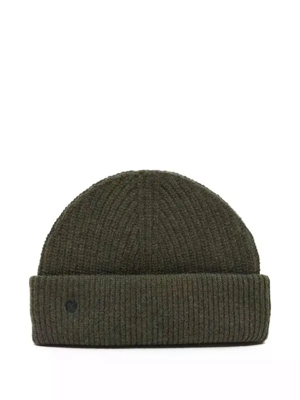 Closed Ribbed Knit Beanie - Green