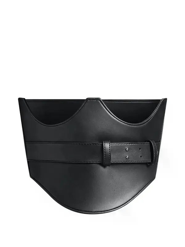 Manière De Voir Dipped Hem Corset Belt With Belt Detail - Black