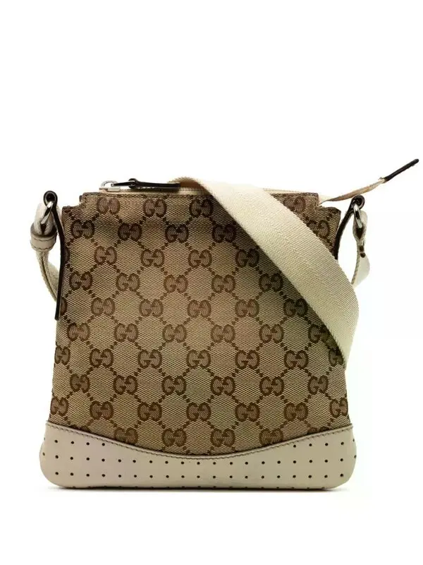 Gucci Gg Canvas Perforated Crossbody Bag - Brown