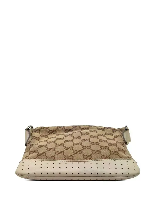 Gucci Gg Canvas Perforated Crossbody Bag - Brown