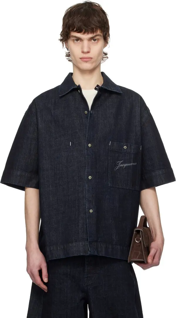 Jacquemus Navy La Croisière 'the Aloe De-nîmes' Denim Shirt - 390 Dark Navy