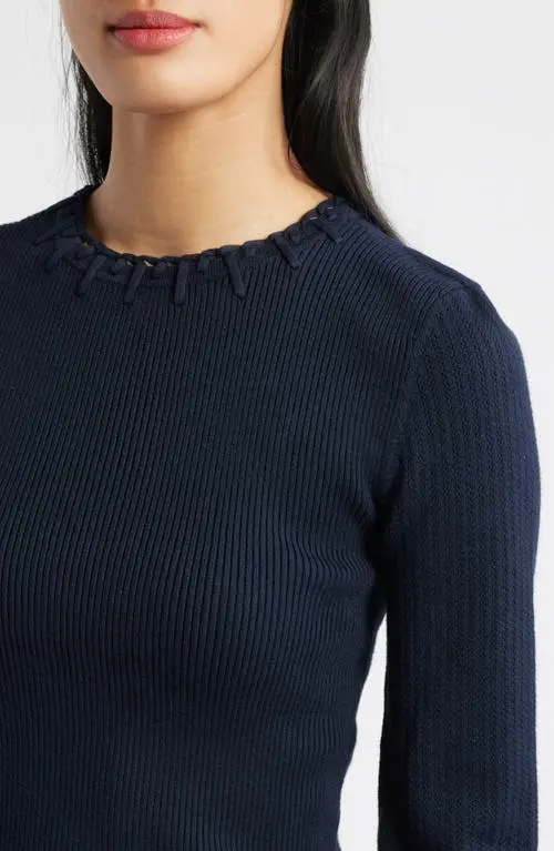 Wit & Wisdom Elbow Sleeve Rib Sweater - Navy