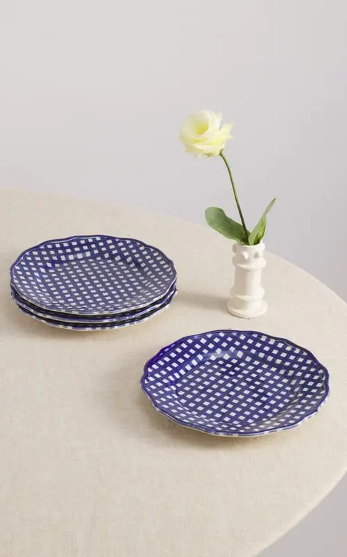 MAISON MADISON HOME Beatrix 9 Dessert Plate Set Of 4 - Blue/cream
