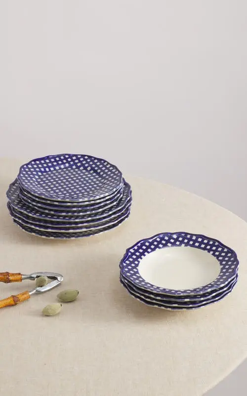MAISON MADISON HOME Beatrix 12 Piece Set With Pasta Bowl - Blue/cream