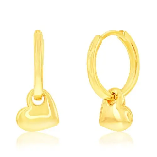 DONATELLO GIAN Name' Sterling Silver Heart Huggie Earrings - Gold