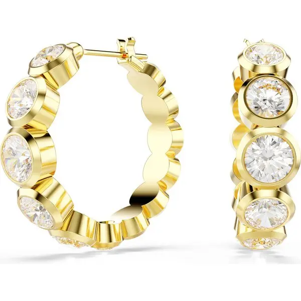 SWAROVSKI Timber Crystal Hoop Earrings - White/ Gold