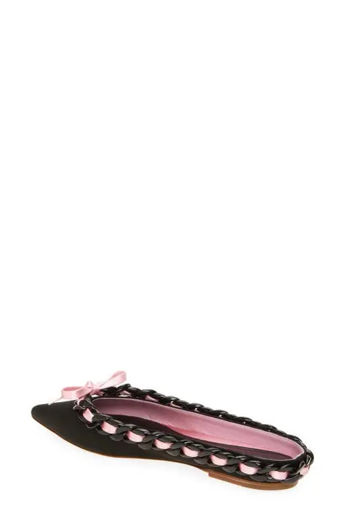 Giambattista Valli Ribbon & Chain Pointed Toe Mule - Black