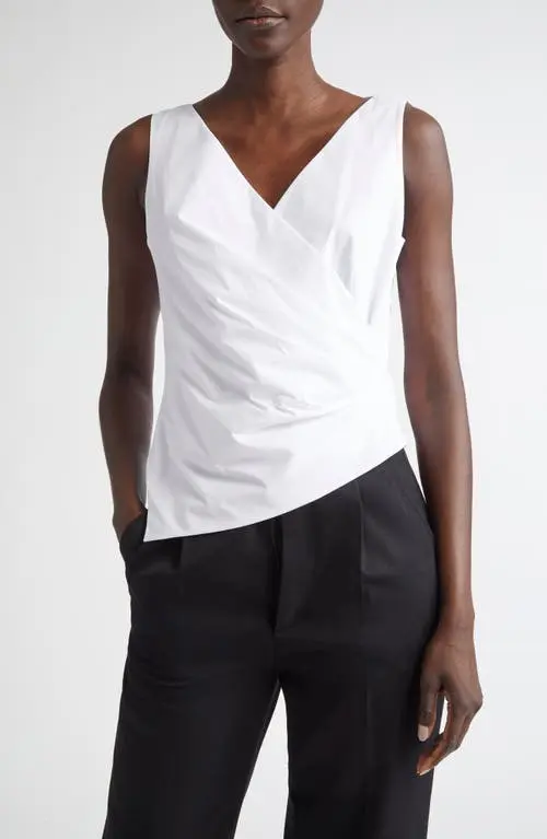 Lafayette 148 New York Sleeveless Wrap Top - White