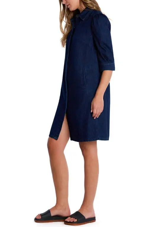 WASH LAB DENIM Puff Sleeve Shirt Dress