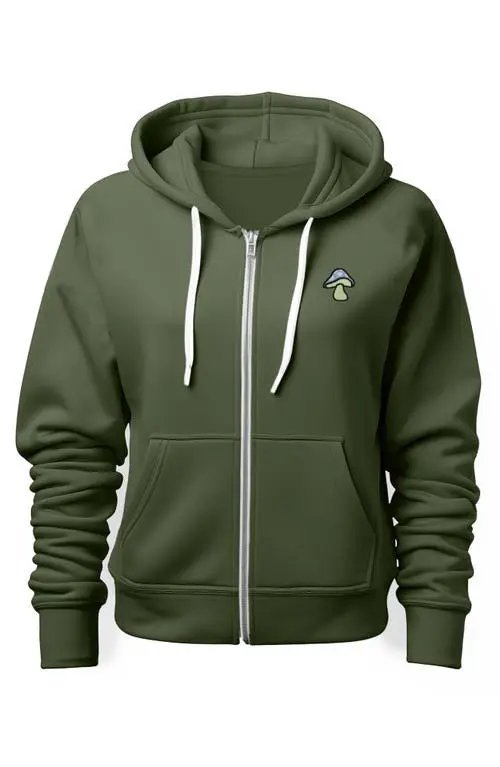 DALIX Mushroom Zip Hoodie - Military Green