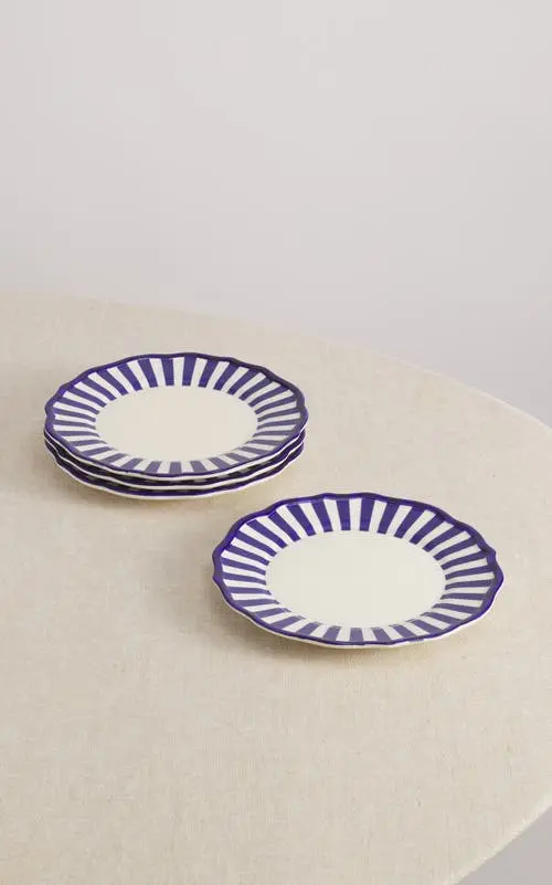 MAISON MADISON HOME Riviera 9 Side Plate Set Of 4 - Blue/stripes