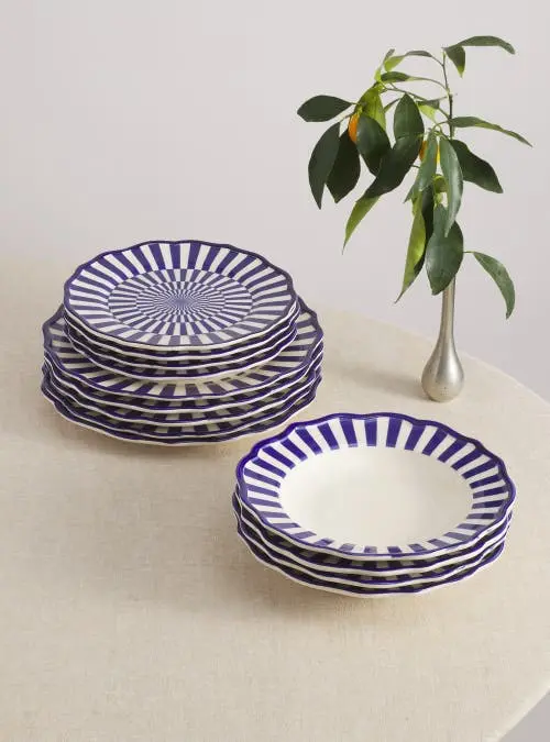 MAISON MADISON HOME Riviera 12 Piece Set With Pasta Bowl - Blue/geometric