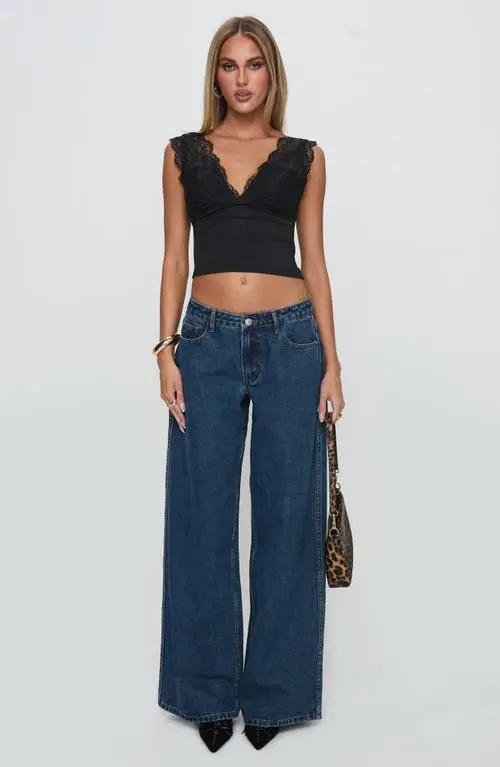 Princess Polly Typha Lace Detail Crop Top