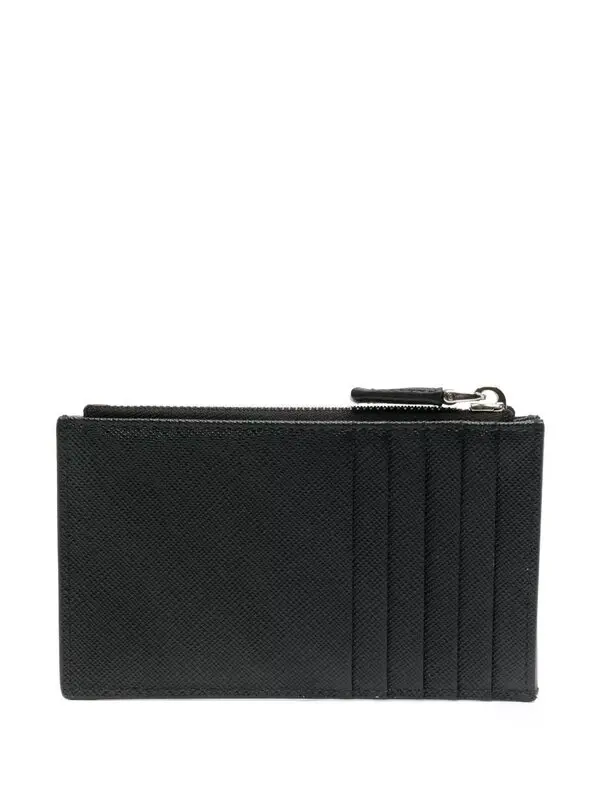 Prada Enamel Triangle-logo Leather Wallet - Black