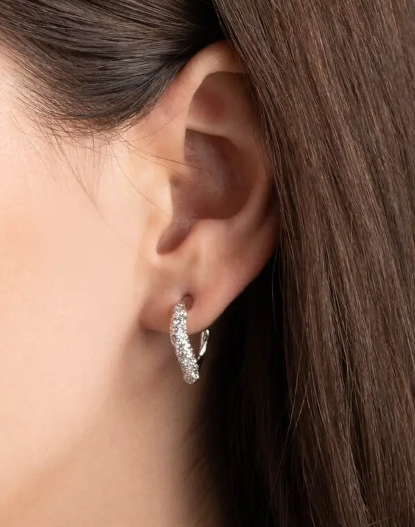 Alexis Bittar Solanales Crystal Twist Mini Hoop Earrings - Silver