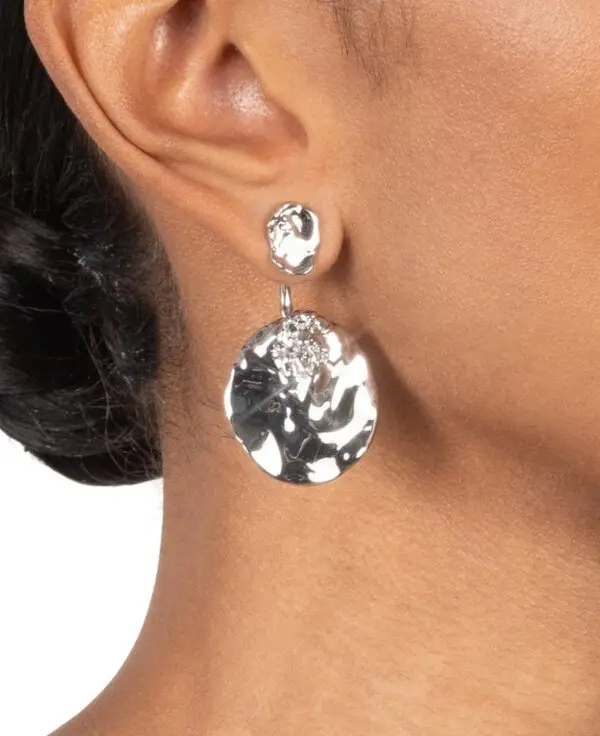 Alexis Bittar Brut Coin Front Back Earrings - Silver