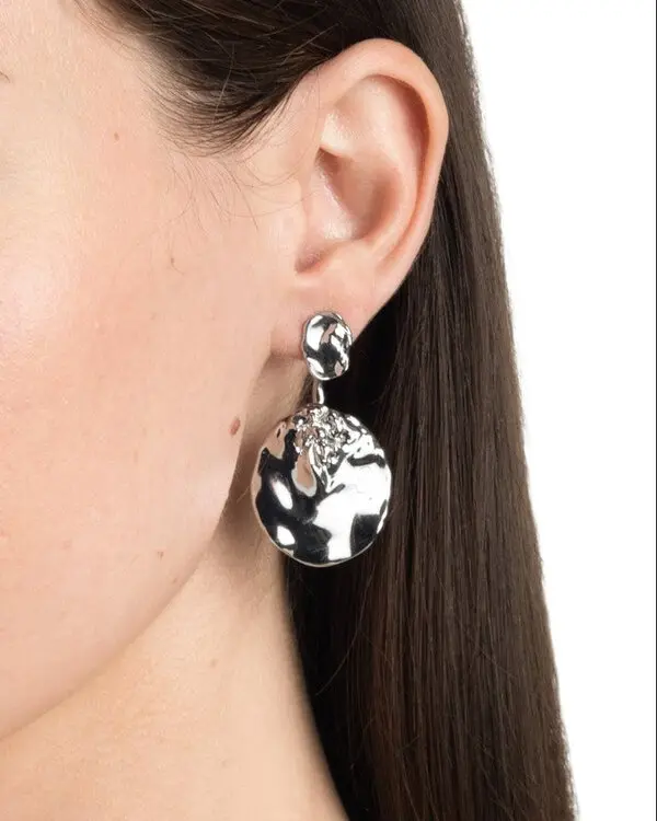 Alexis Bittar Brut Coin Front Back Earrings - Silver
