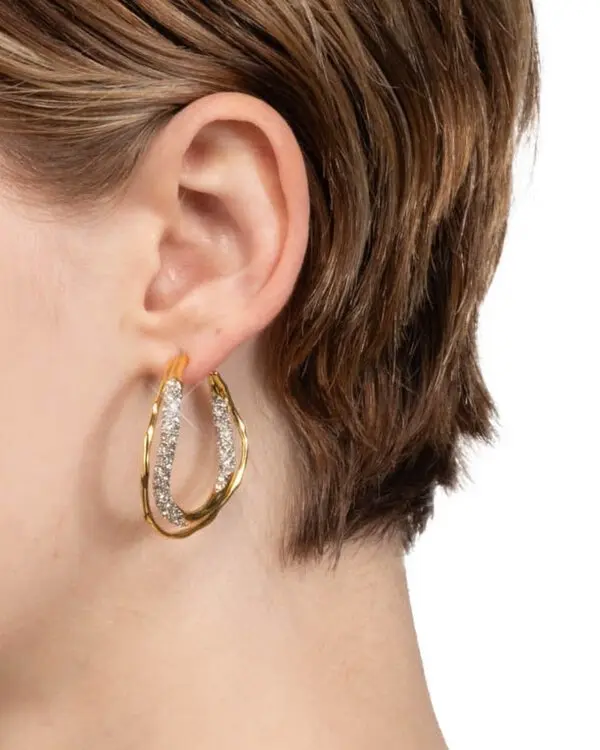 Alexis Bittar Solanales Crystal Twist Hoop Earrings - Gold