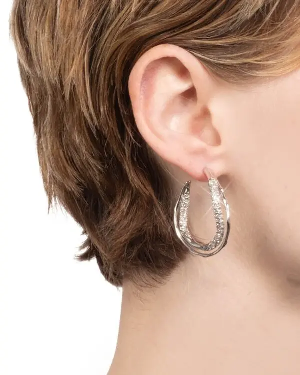 Alexis Bittar Solanales Crystal Twist Hoop Earrings - Silver