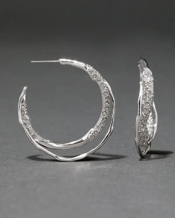 Alexis Bittar Solanales Crystal Twist Hoop Earrings - Silver