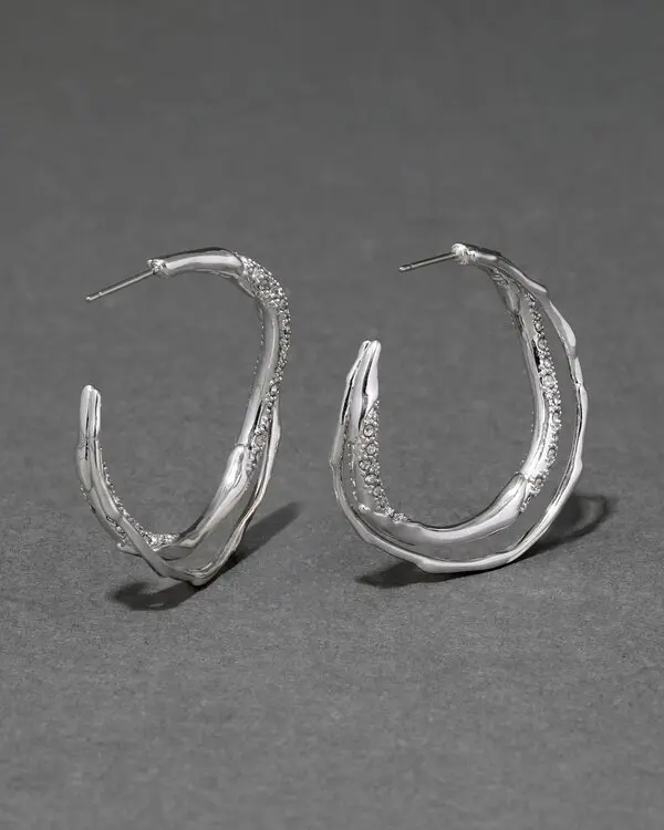 Alexis Bittar Solanales Crystal Twist Hoop Earrings - Silver