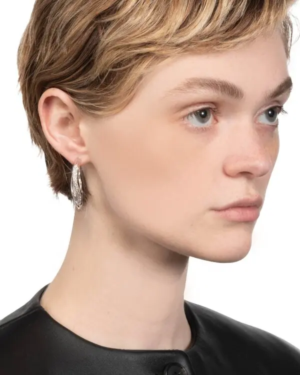 Alexis Bittar Solanales Crystal Twist Hoop Earrings - Silver