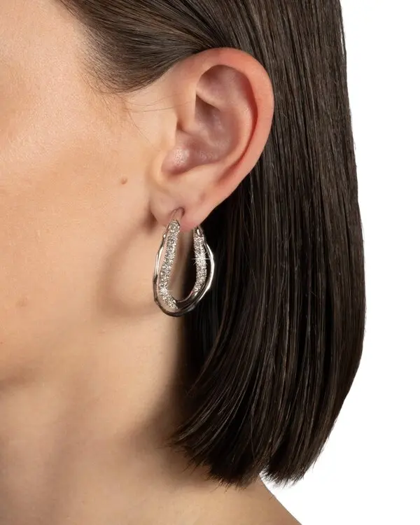 Alexis Bittar Solanales Crystal Twist Hoop Earrings - Silver