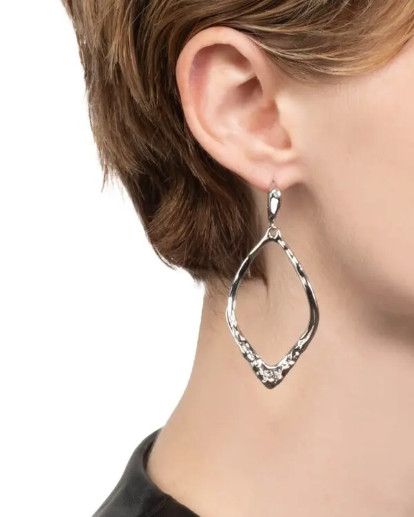 Alexis Bittar Brut Open Teardrop Leverback Earrings - Silver