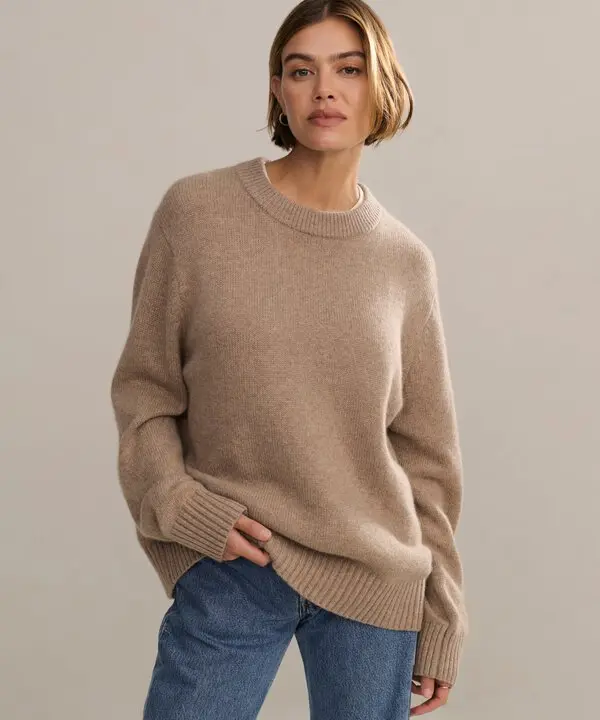 Jenni Kayne Cashmere Oversized Crewneck Top - Stone