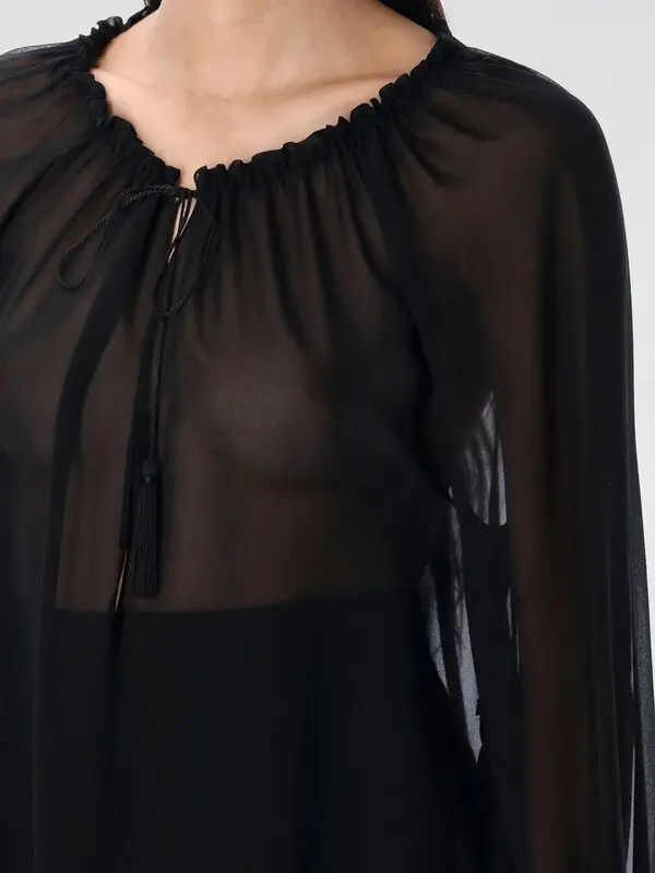TOM FORD Sheer Blouse With Tie Detail - Black