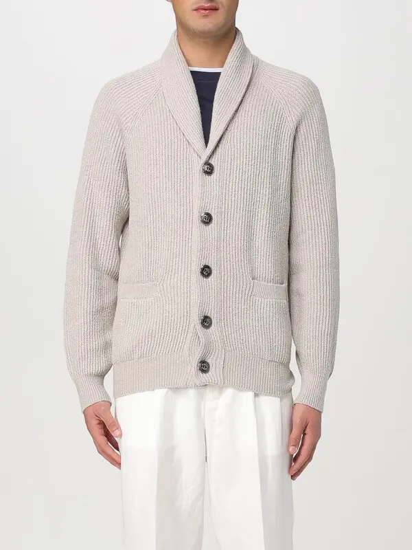 Brunello Cucinelli Cotton Cardigan With Shawl Collar - Beige