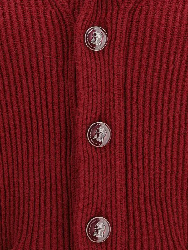 Brunello Cucinelli Cotton Cardigan With Shawl Collar - Cherry