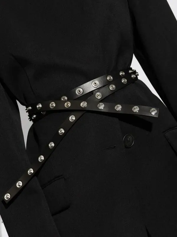 Attico Studded Leather Belt - Black