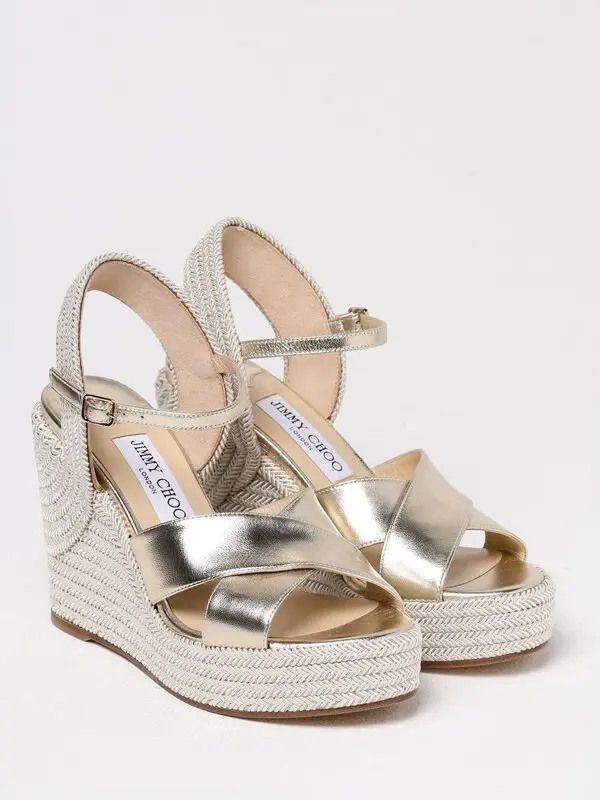 JIMMY CHOO Metallic Wedge Sandals