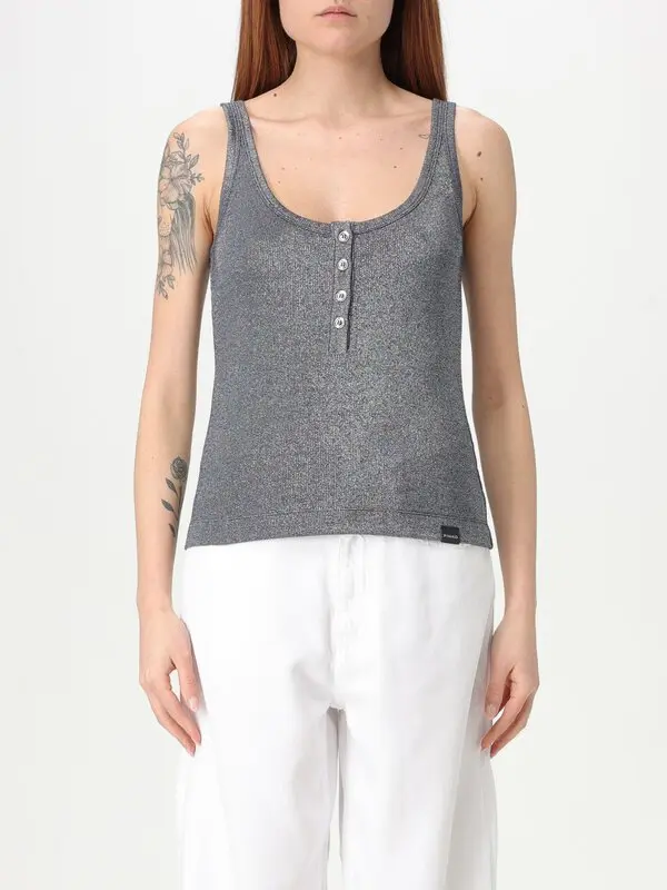 Pinko Ribbed Button-up Tank Top - Blue