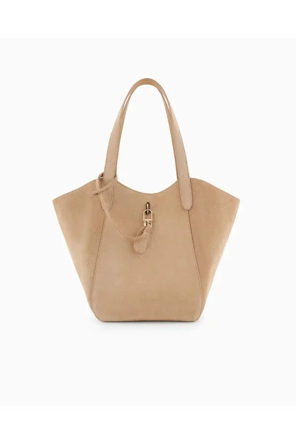Giorgio Armani Medium Suede Handbag - Beige