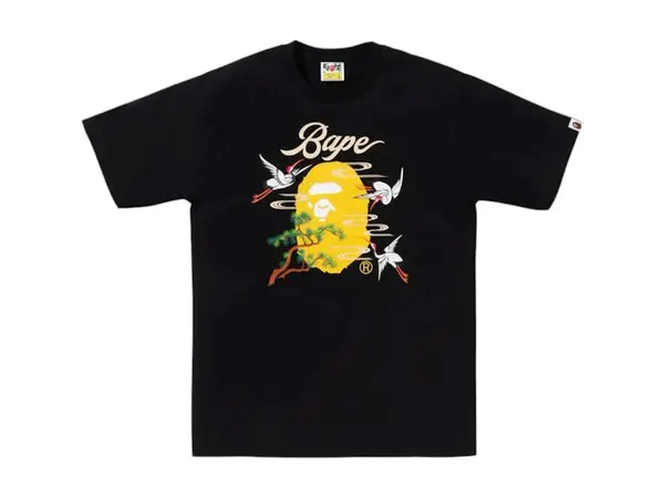 A BATHING APE Japanese Crane Tee Shirt - Black
